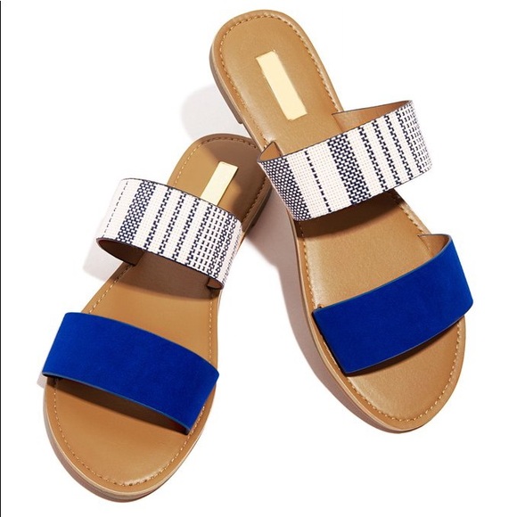 ShopFor_Fun Boutique | Shoes | Newladies Bluewhite Double Bands Flat ...
